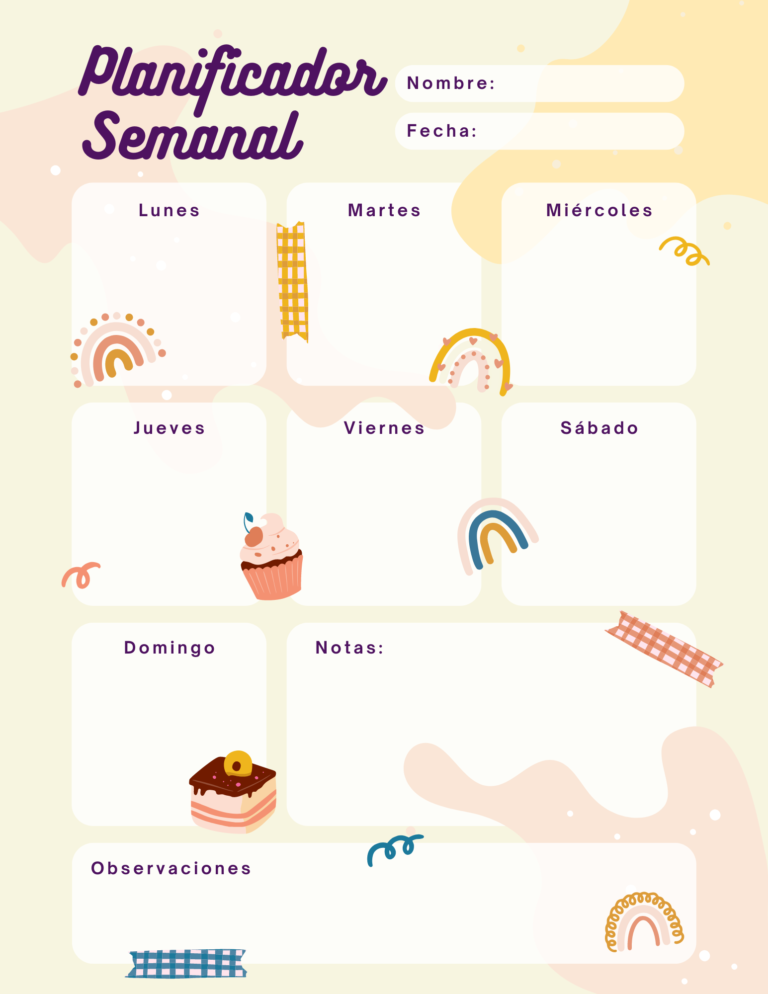 ⭐ Descarga de Plantillas de menú semanal para editar gratis | Formatos ...